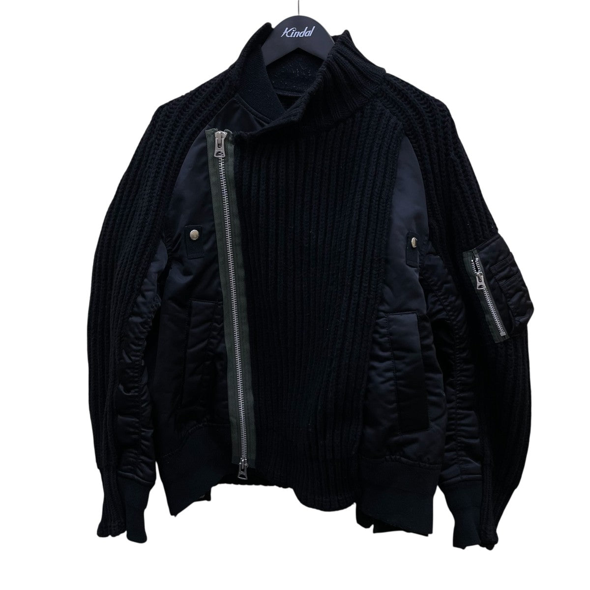 sacai(サカイ) Nylon Twill Mix Knit Blouson ニット切り替えジップアップブルゾン22 02826M 22 02826M ブラック サイズ 1｜【公式】カインド ...