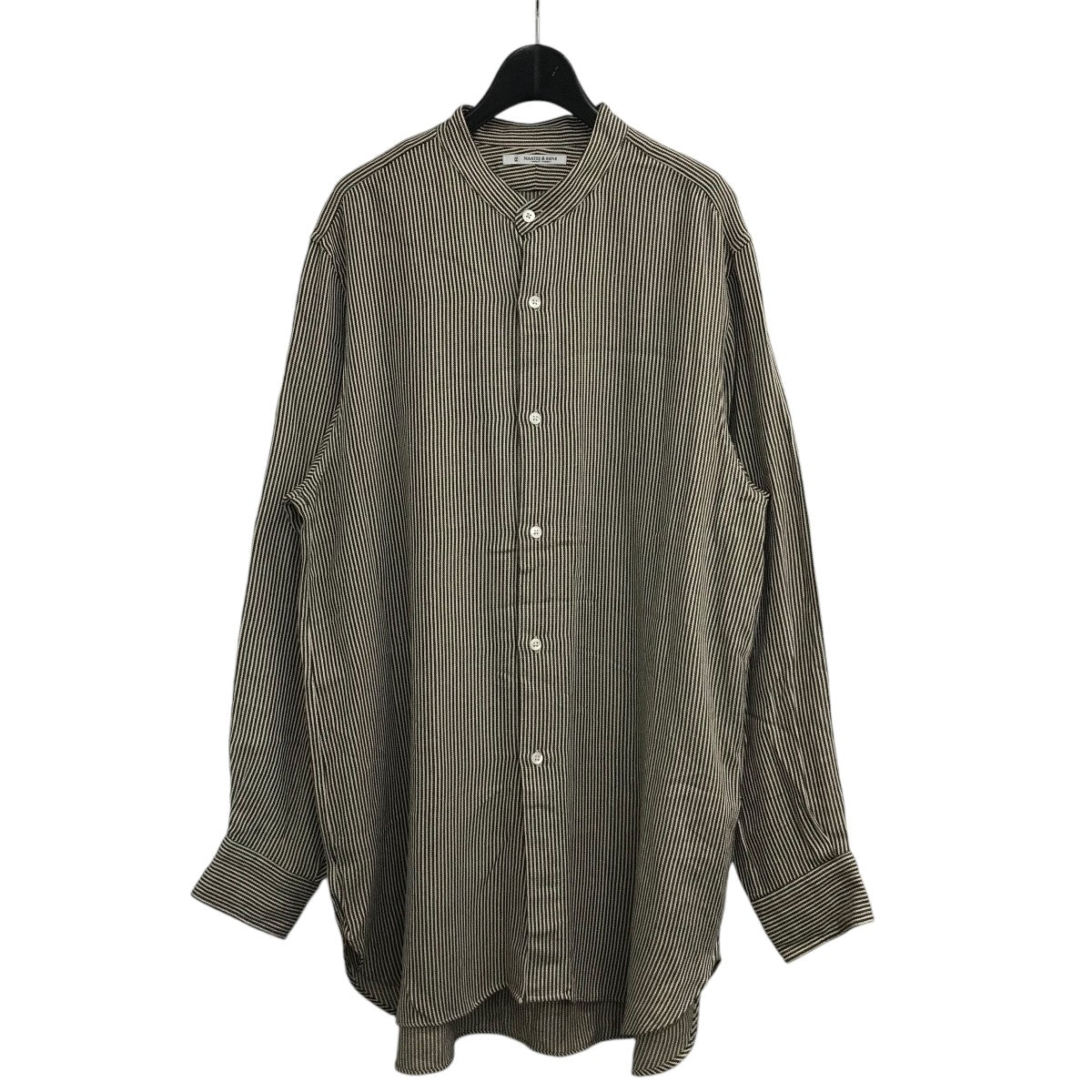 MAATEE＆SONS(マーティーアンドサンズ) 「BAND COLLAR SHIRTS」バンドカラーストライプシャツMT3103 0603B MT3103 0603B ベージュ×ブラック ...