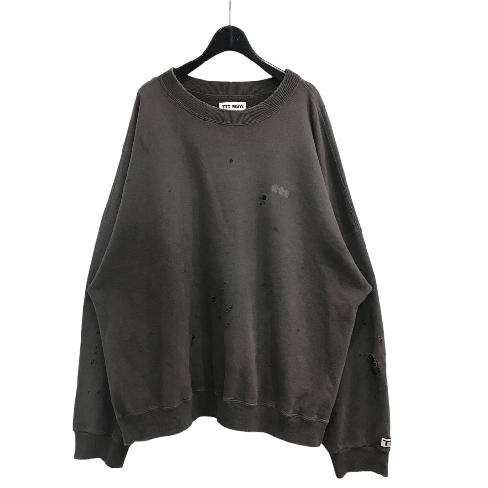 TTT MSW(ティーモダンストリートウエア) 23AW「Crew neck sweat」ダメージ加工プルオーバースウェットTTT ...