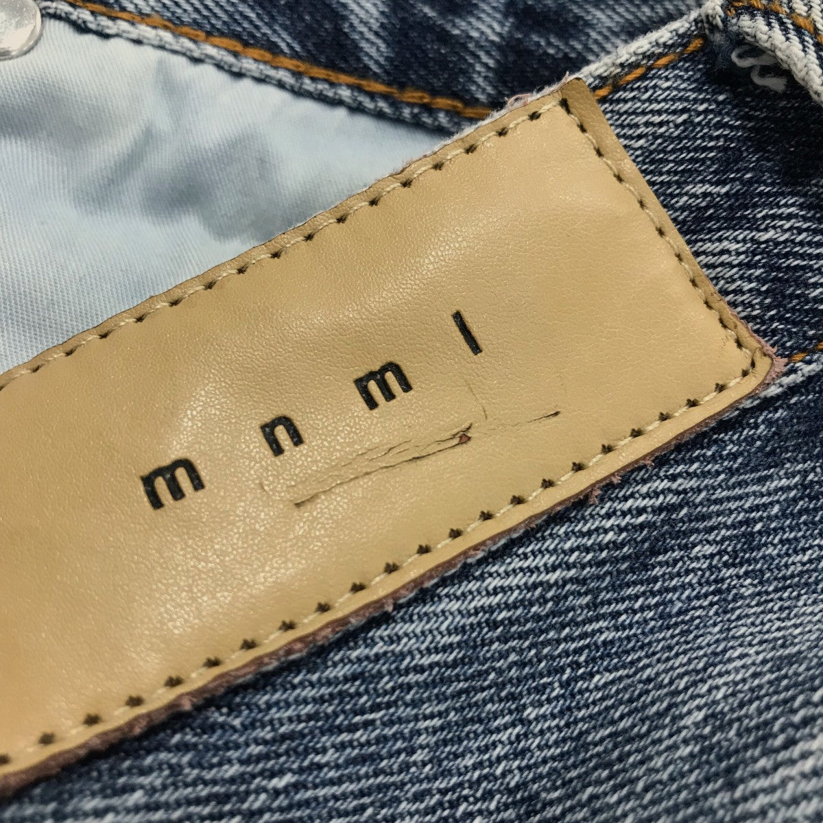 MNML(ミニマル) 「PATCH FLARE DENIM」パッチワークデニムパンツ インディゴ サイズ 32｜【公式】カインドオルオンライン ブランド古着・中古通販【kindal】