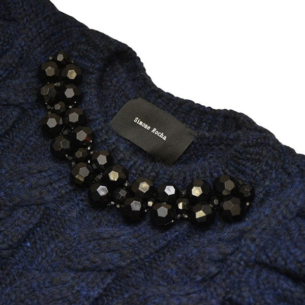 Simone Rocha(シモーネ ロシャ) Beaded-Neck Cropped Cable-Knit